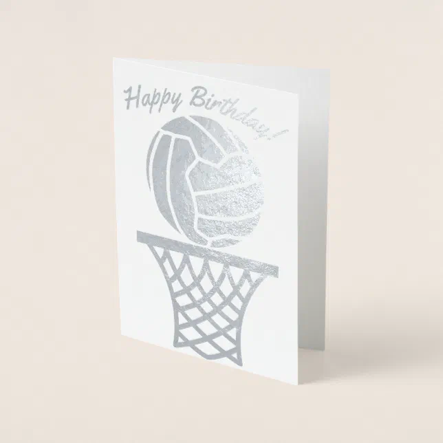 Netball Themed Ball Design Happy Birthday Foil Card | Zazzle