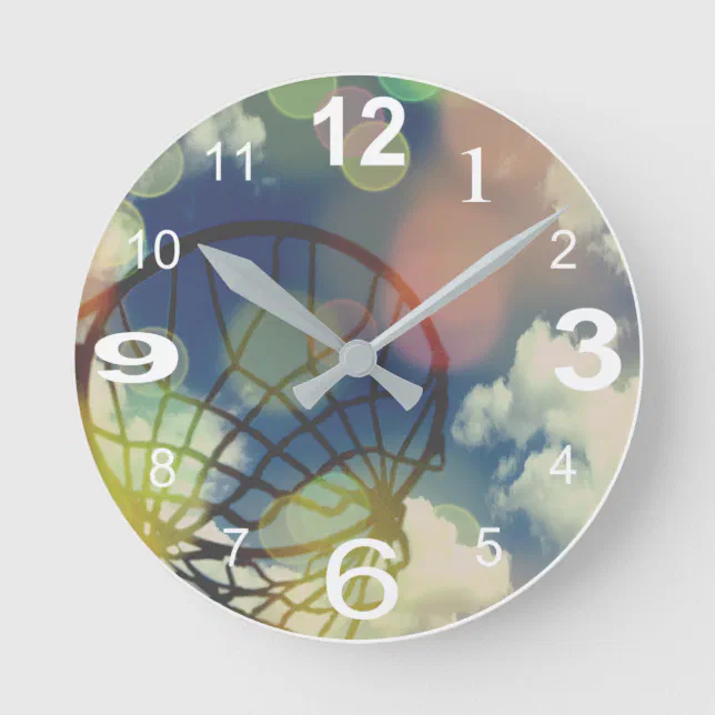 Netball Themed Picture Print Design Round Clock | Zazzle
