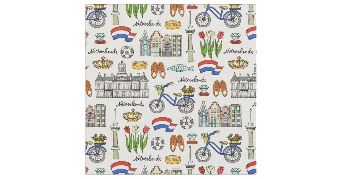 Netherland Doodle Pattern Fabric | Zazzle