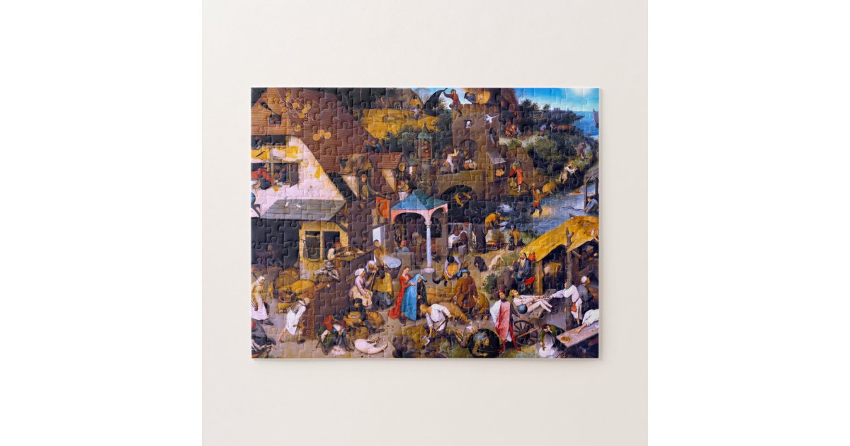 Netherlandish Proverbs, Pieter Bruegel the Elder Jigsaw Puzzle | Zazzle