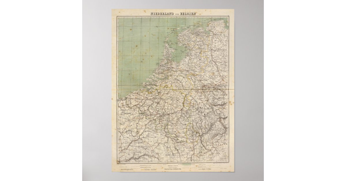 Netherlands and Belgium Atlas Map Poster | Zazzle