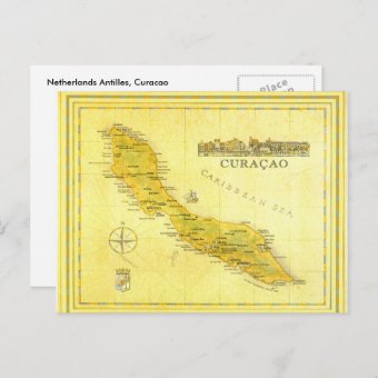 Netherlands Antilles, Curacao Map (Paper) Postcard | Zazzle