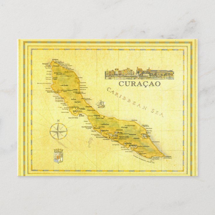 Netherlands Antilles, Curacao Map (Paper) Postcard | Zazzle