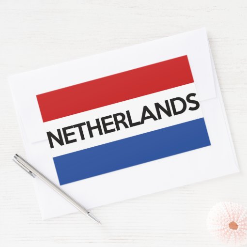 netherlands country flag symbol name text rectangular sticker | Zazzle
