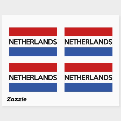 netherlands country flag symbol name text rectangular sticker | Zazzle