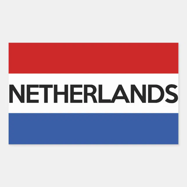 netherlands country flag symbol name text rectangular sticker | Zazzle