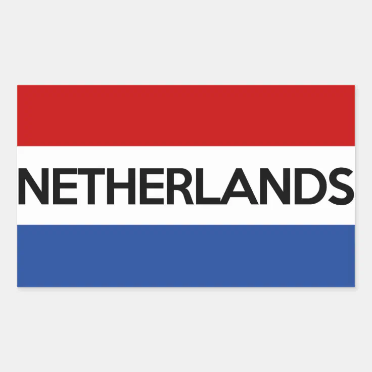 netherlands country flag symbol name text rectangular sticker | Zazzle