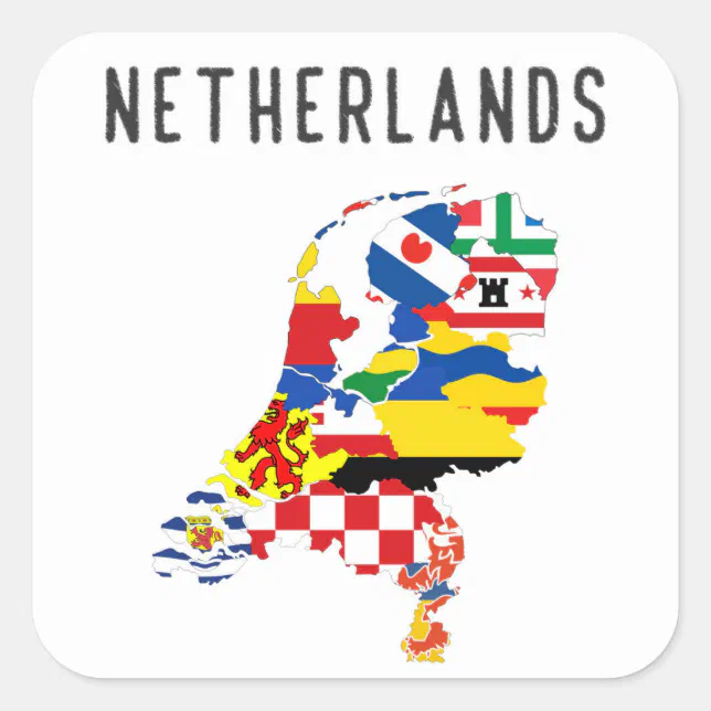 Netherlands country regions province flag map symb square sticker | Zazzle