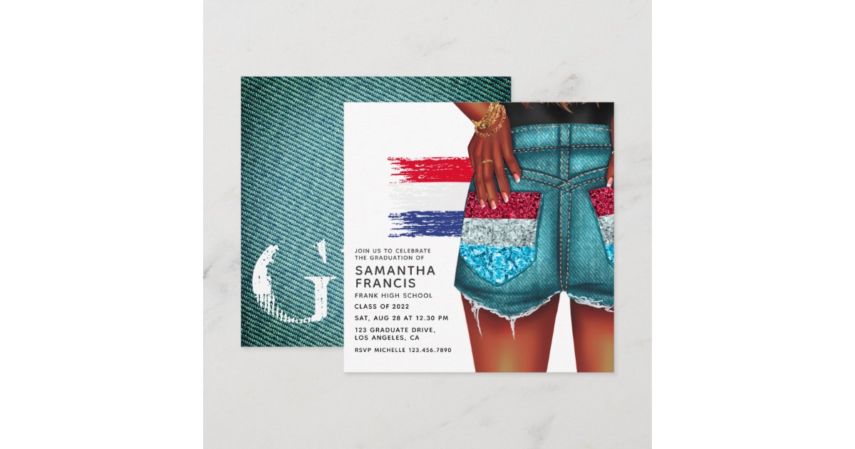 Netherlands Denim Girl Graduation Party Invitation | Zazzle
