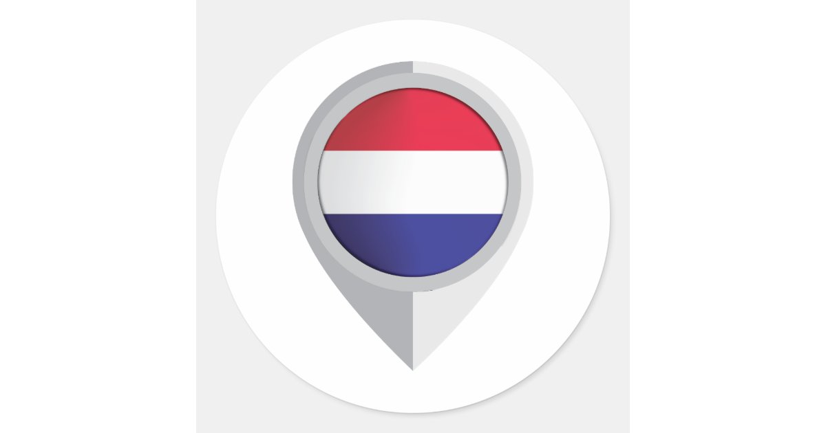 Netherlands Pin Location Flag Classic Round Sticker | Zazzle