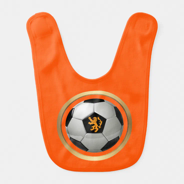 Netherlands Soccer Ball,Dutch Lion on Orange Baby Bib | Zazzle