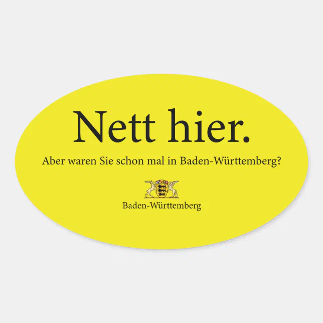 nett hier baden württemberg oval sticker | Zazzle