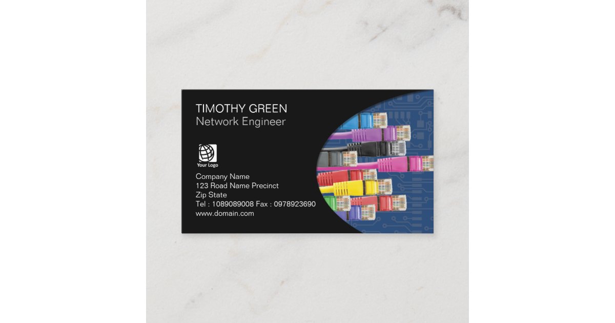 Network Engineer Technical Colored Computer Cables Business Card | Zazzle