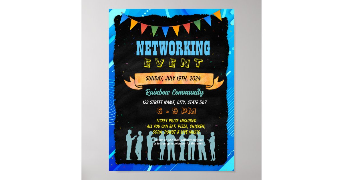 Networking event flyer poster template | Zazzle