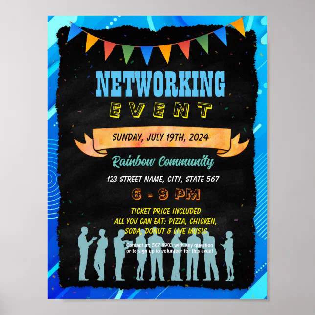 Networking event flyer poster template | Zazzle