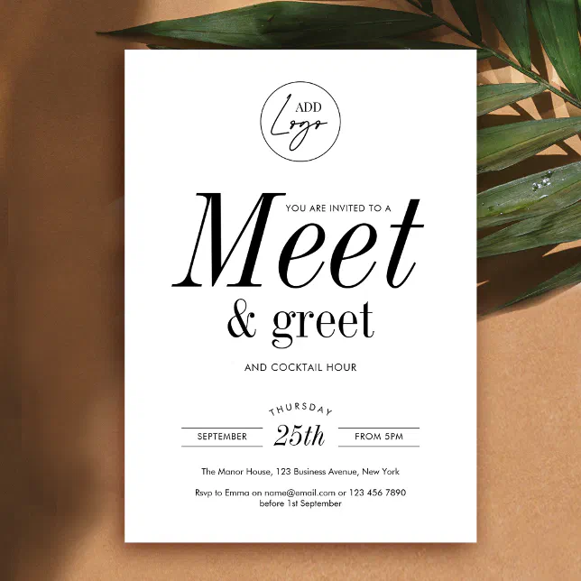 Networking Meet & Greet Minimalist Business Logo Invitation | Zazzle