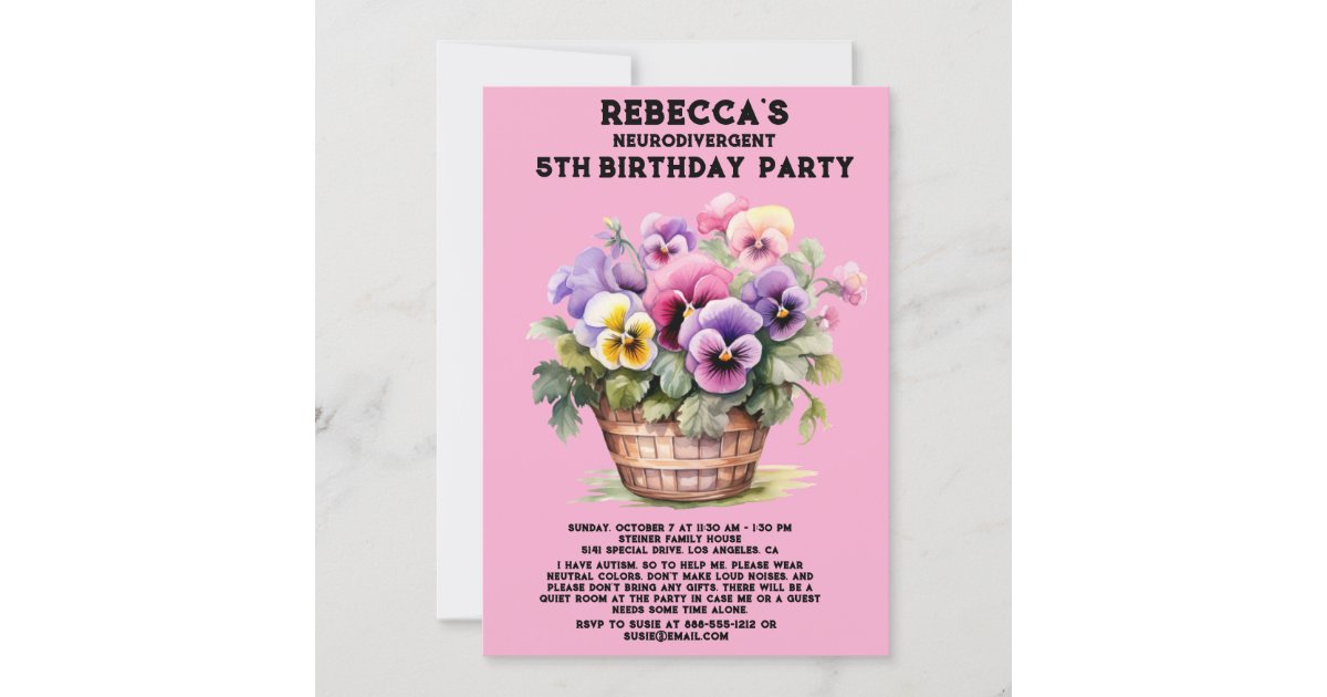 Neurodivergent Autistic Birthday Party Invitation | Zazzle