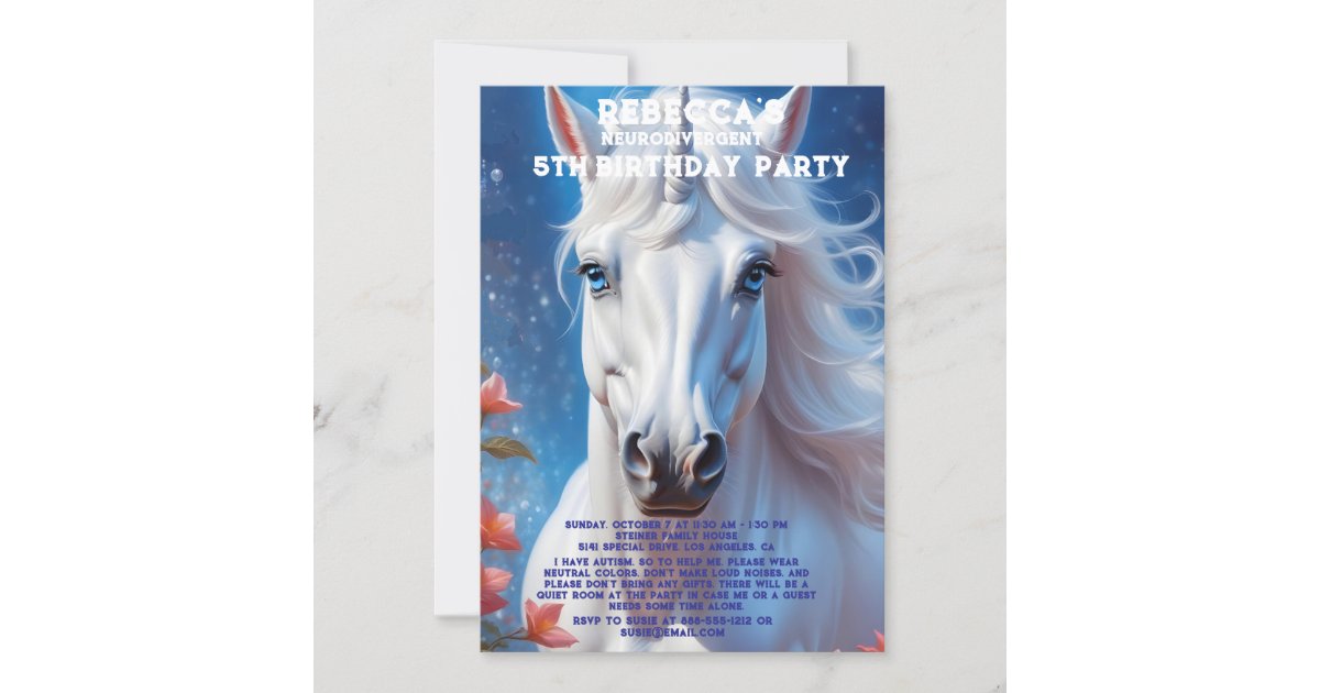 Neurodivergent Autistic Birthday Party Invitation | Zazzle
