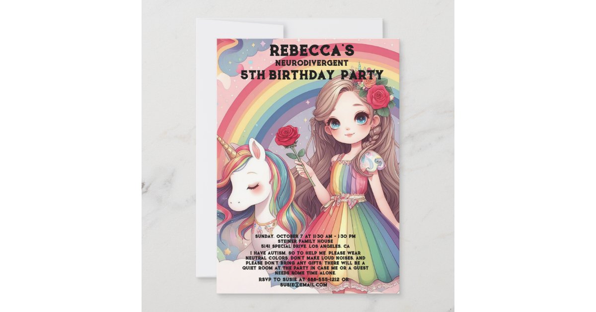 Neurodivergent Autistic Birthday Party Invitation | Zazzle