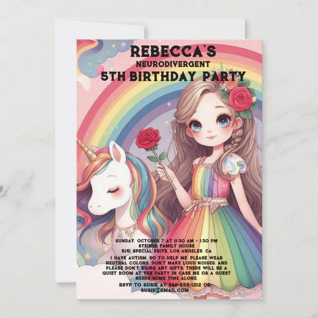 Neurodivergent Autistic Birthday Party Invitation | Zazzle
