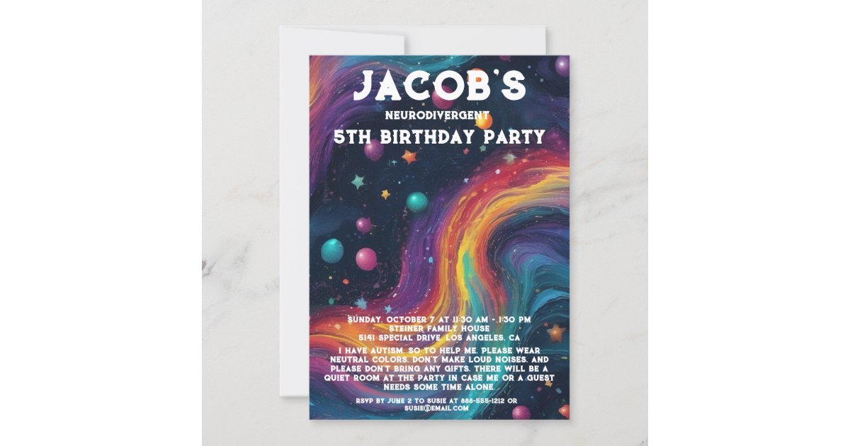 Neurodivergent Autistic Birthday Party Invitation | Zazzle