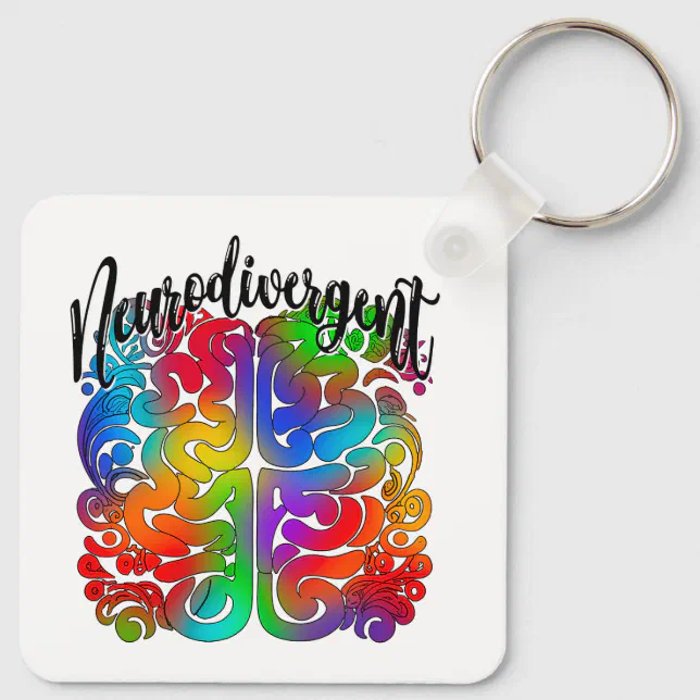 Neurodivergent Rainbow Brain for Autism Acceptance Keychain | Zazzle