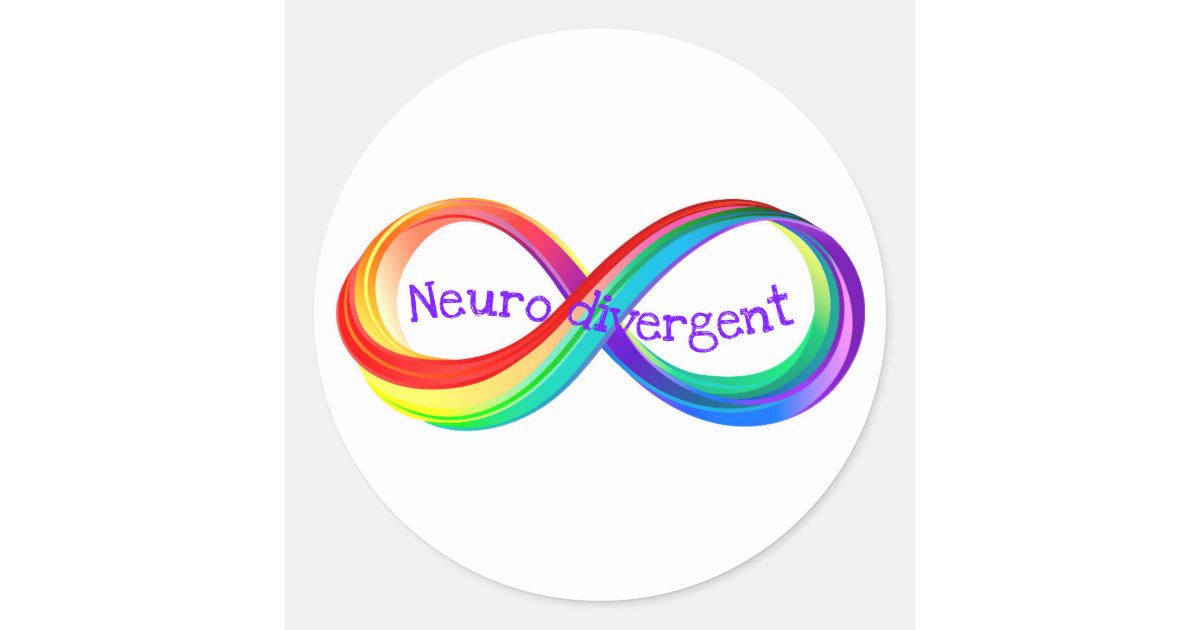 Neurodivergent Rainbow Infinity Symbol Button Classic Round Sticker ...