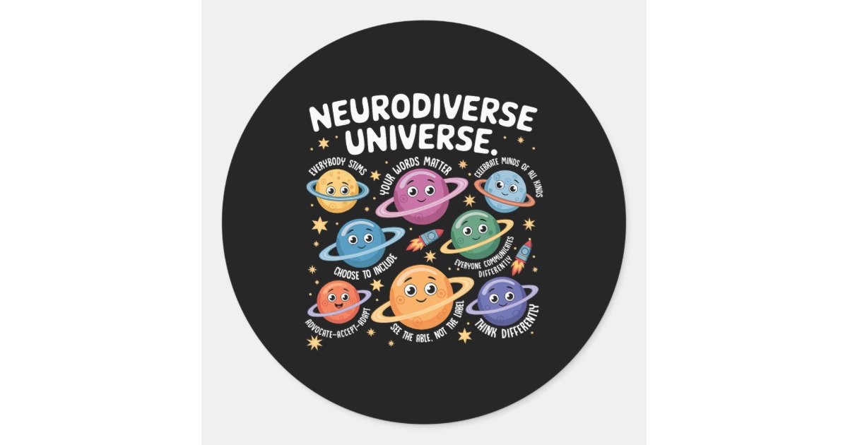 Neurodiverse Universe Autism Inclusion Planets Awa Classic Round ...
