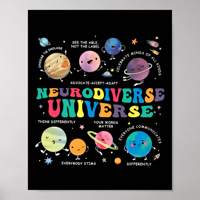 Neurodiverse Universe Space Planet Autistic Autism Poster | Zazzle