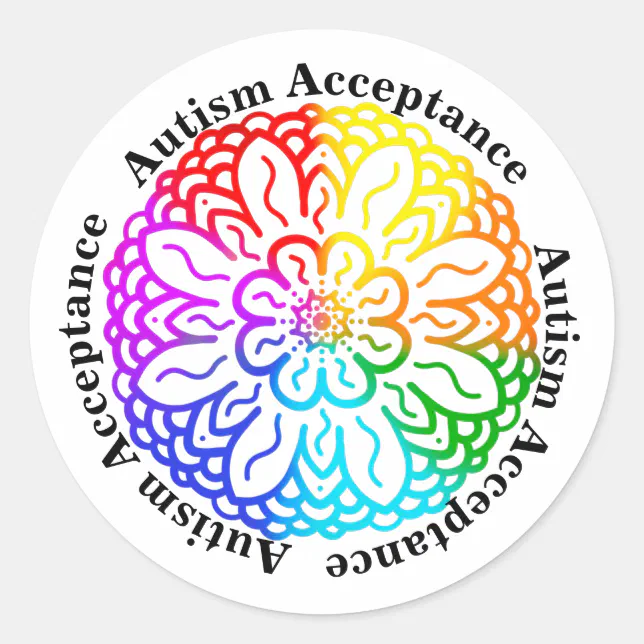 Neurodiversity Autism Acceptance Rainbow Classic Round Sticker | Zazzle