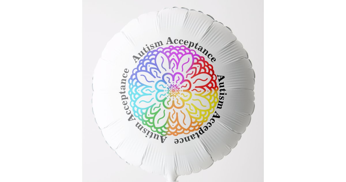 Neurodiversity Autism Acceptance Rainbow Mandala Balloon | Zazzle
