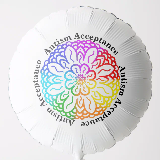 Neurodiversity Autism Acceptance Rainbow Mandala Balloon | Zazzle