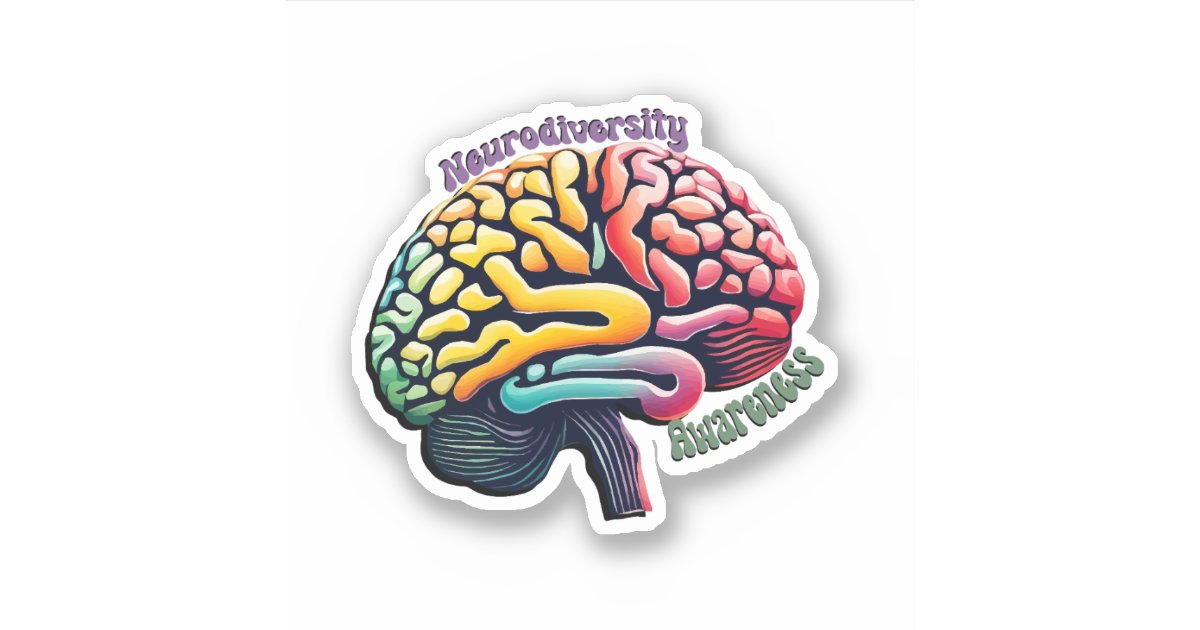 Neurodiversity Awareness Colorful Brain Sticker | Zazzle