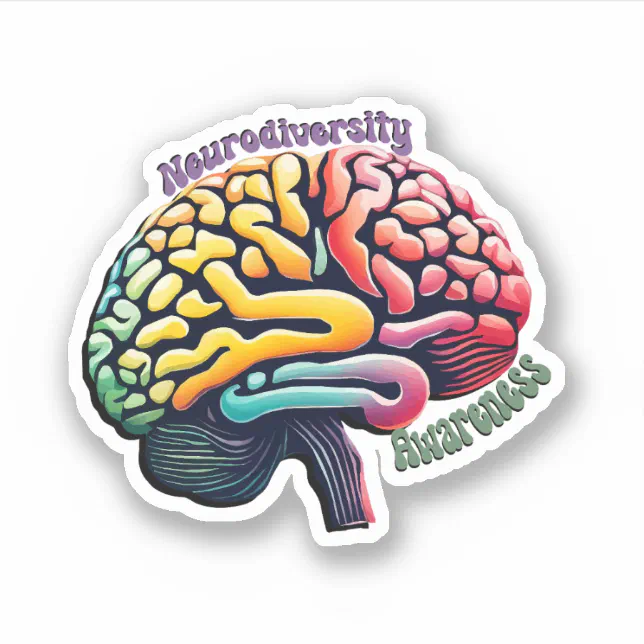 Neurodiversity Awareness Colorful Brain Sticker | Zazzle