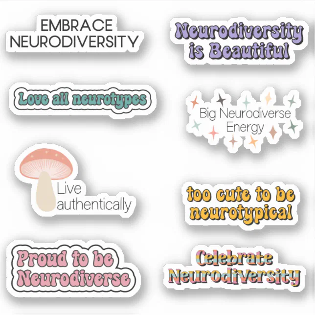Neurodiversity Awareness Typography Sticker Pack | Zazzle