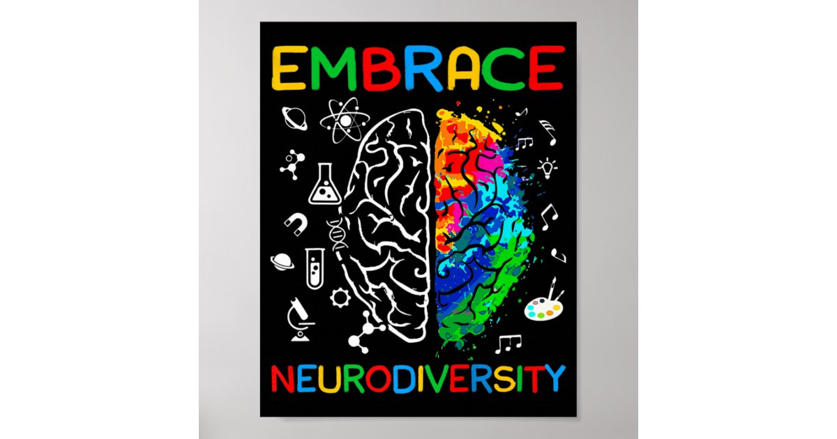 Neurodiversity Shirt Embrace ADHD Autism Awareness Poster | Zazzle