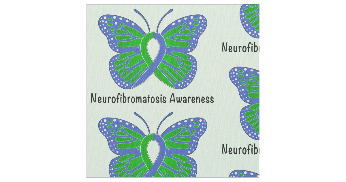 Neurofibromatosis Butterfly Awareness Ribbon Fabric | Zazzle