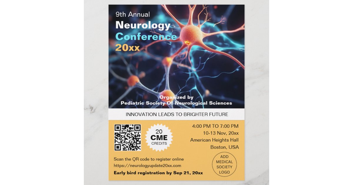 Neurology Neurosurgery Medical Conference QR Code Flyer | Zazzle