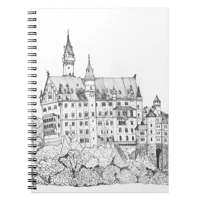 Neuschwanstein Castle Germany Fine Line Art Notebook | Zazzle