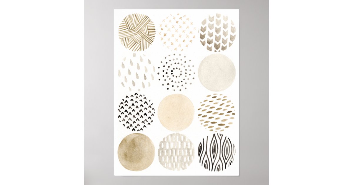 Neutral Abstract Circle Pattern Poster | Zazzle