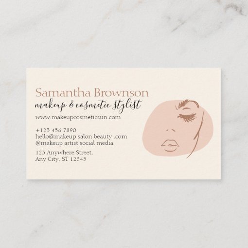 Neutral Aesthetic Feminine Face Beauty Skin Business Card | Zazzle