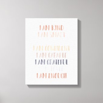 Neutral Affirmations for Kids Canvas Print | Zazzle