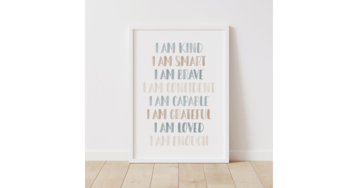 Neutral Affirmations for Kids Nursery Decor | Zazzle