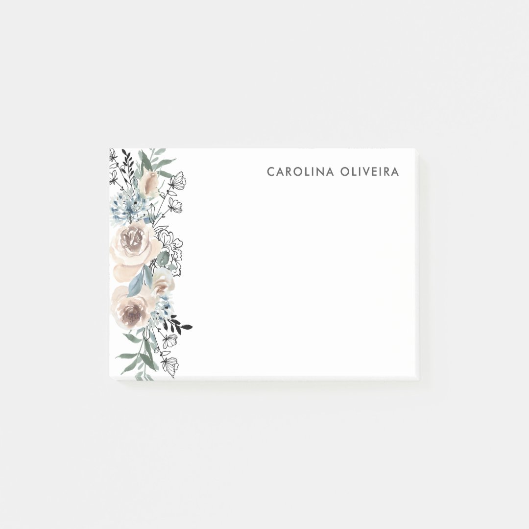 Neutral And Hand Drawn Floral Post-it Notes | Zazzle