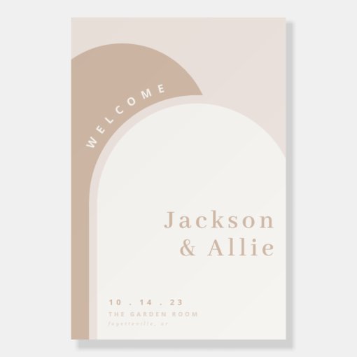 Neutral Arch Boho Minimalist Wedding Welcome Sign | Zazzle