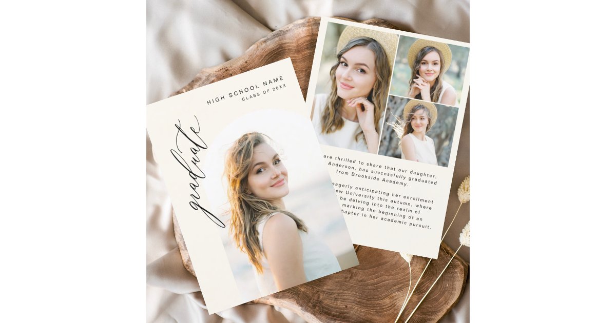 Neutral Arch Graduate Simple Photo Graduation Announcement | Zazzle