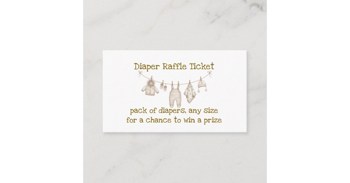 Neutral baby clothes diaper raffle enclosure card | Zazzle