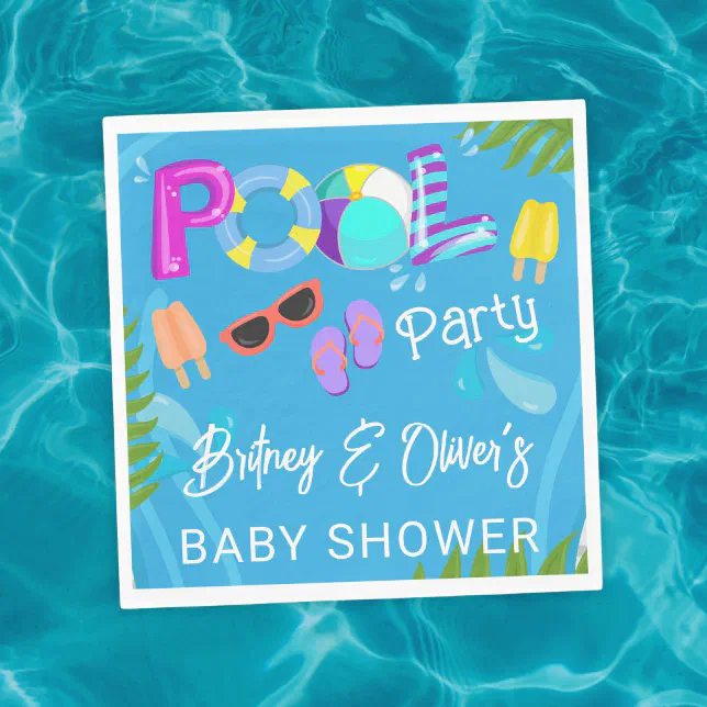Neutral Baby Shower Pool Party Summer Napkins | Zazzle