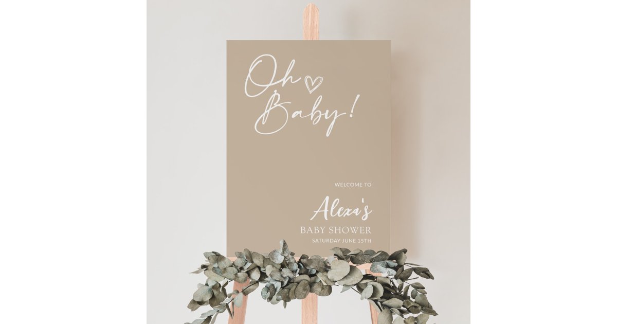 Neutral Baby Shower Welcome Sign Beige Poster | Zazzle