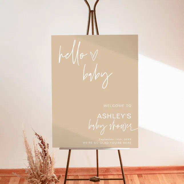 Neutral Baby Shower Welcome Sign | Boho Minimalist | Zazzle